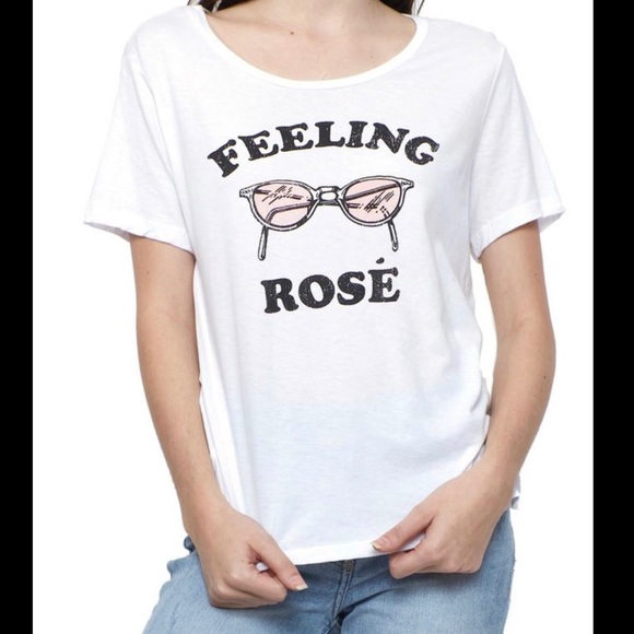Tops | Feeling Rose White Tee Sm | Poshmark